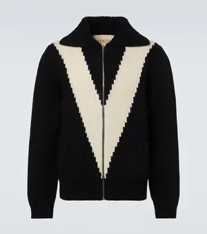 Valentino Garavani Intarsia Virgin Wool Zip-up Cardigan