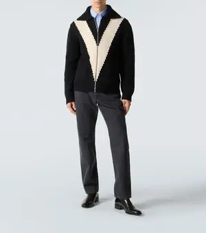 Valentino Garavani Intarsia Virgin Wool Zip-up Cardigan