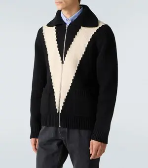 Valentino Garavani Intarsia Virgin Wool Zip-up Cardigan