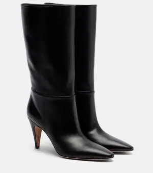 GIANVITO ROSSI Elise 85 Mid-calf Leather Boots - Black