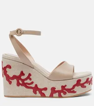 GIANVITO ROSSI Malia Leather Wedge Espadrilles