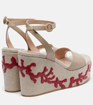 GIANVITO ROSSI Malia Leather Wedge Espadrilles