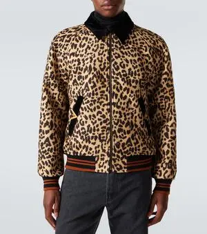 Valentino Garavani Vgold Leopard-print Wool Blouson Jacket