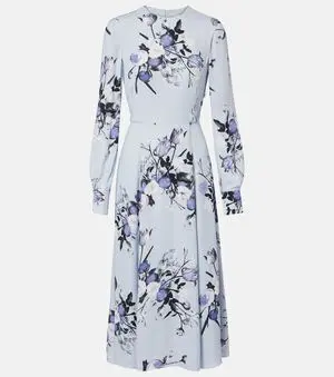 Erdem Floral Print Midi Dress - Blue