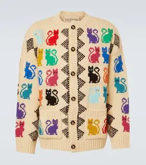 Valentino Garavani Jacquard Virgin Wool Cardigan - Multicoloured