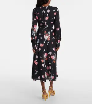 Erdem Floral Crêpe Midi Dress - Black