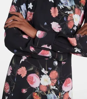 Erdem Floral Crêpe Midi Dress - Black