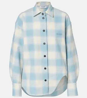 Attico Plaid Cotton And Wool Shirt - Blue