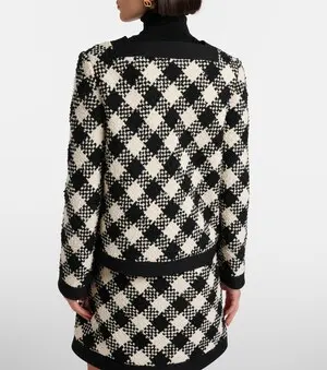 Valentino Garavani Checked Ruffled Tweed Jacket - Black