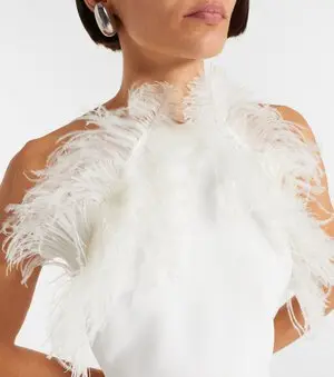 Attico Feather-trimmed Cady Mini Dress - White