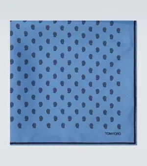 TOM FORD Printed Silk Twill Pocket Square - Blue
