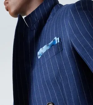 TOM FORD Printed Silk Twill Pocket Square - Blue