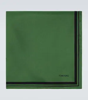 TOM FORD Tom Ford Printed Silk Twill Pocket Square Green