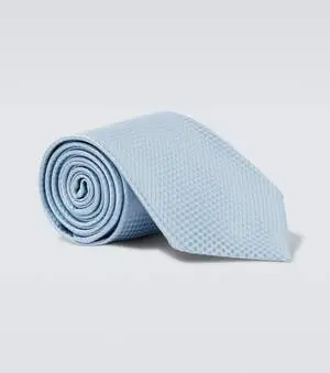 TOM FORD Silk Jacquard Neck Tie Blue