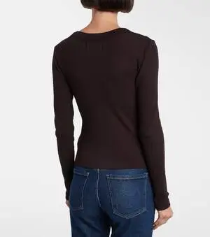 Citizens Of Humanity Varra Ribbed-knit Henley Shirt - Brown