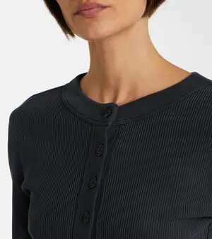 Citizens Of Humanity Ribbed-knit Jersey Henley Shirt - Grey