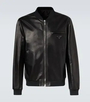 Prada Leather Bomber Jacket - Black