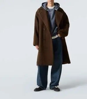 A.PRESSE Double-breasted Wool-blend Coat