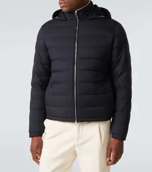 Zegna Technical Twill Down Jacket - Blue