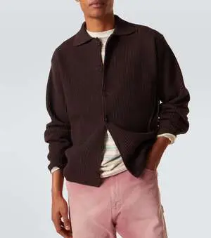 Auralee Ribbed-knit Wool Cardigan