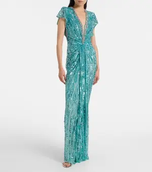 Jenny Packham Lacie Embellished Gown - Blue