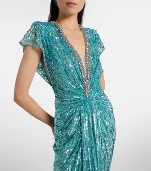Jenny Packham Lacie Embellished Gown - Blue