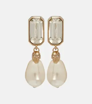 Alexander McQueen Skull Embellished Drop Earrings - Silver