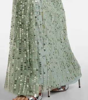 Jenny Packham Carrie Caped Embellished Gown - Green