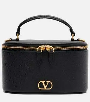 Valentino Garavani Vlogo Mini Leather Vanity Bag - Black