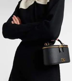 Valentino Garavani Vlogo Mini Leather Vanity Bag - Black