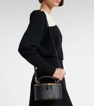 Valentino Garavani Vlogo Mini Leather Vanity Bag - Black