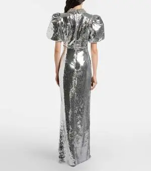 Rebecca Vallance Olympia Sequined Puff-sleeve Gown