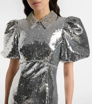 Rebecca Vallance Olympia Sequined Puff-sleeve Gown