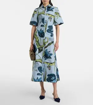 Erdem Floral Cotton Midi Shirt Dress