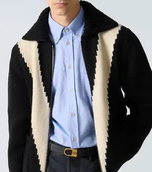 Valentino Garavani Intarsia Virgin Wool Zip-up Cardigan