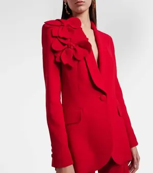 Elie Saab Floral-appliqué Cady Blazer