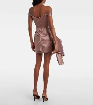 Alex Perry Off-shoulder Cotton And Silk Satin Minidress