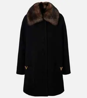 Valentino Garavani Shearling-trimmed Virgin Wool Coat