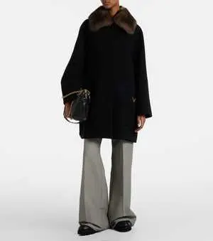 Valentino Garavani Shearling-trimmed Virgin Wool Coat