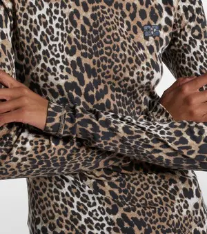 GANNI Leopard-print Cotton-blend Top