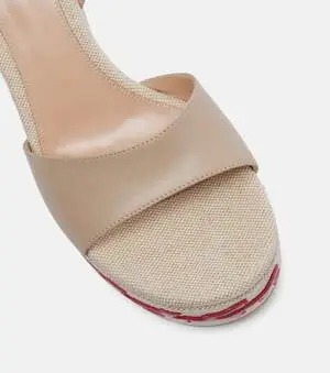 GIANVITO ROSSI Malia Leather Wedge Espadrilles - Beige