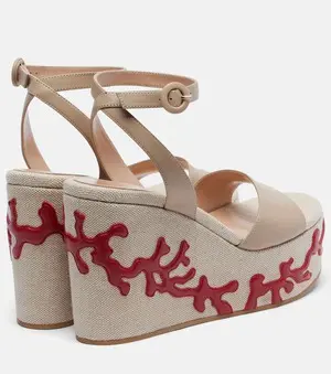 GIANVITO ROSSI Malia Leather Wedge Espadrilles - Beige