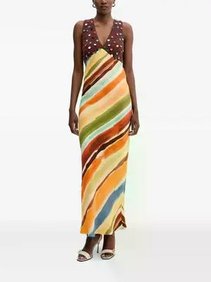 NEVER FULLY DRESSED Embellished V-neck Maxi Dress