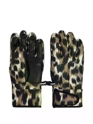 Fusalp Leopard-print Leather-palm Gloves - Brown