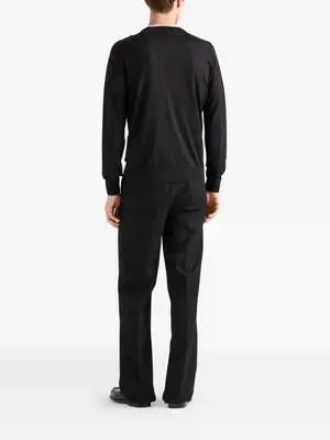 Prada Logo-embroidered Crew-neck Sweater - Black