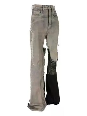 Rick Owens Ripped Panelled Bootcut Jeans