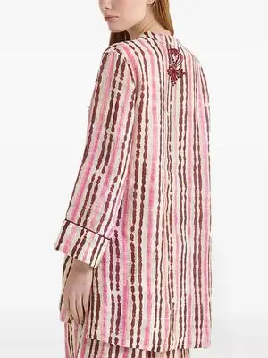 Tagliatore Striped Embroidered Linen Jacket