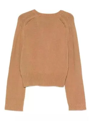 GANNI V-neck Logo Knitwear - Brown