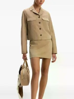 12 STOREEZ Lacing-detail Suede Jacket - Neutrals