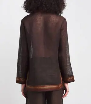 Tory Burch Linen Striped Tunic - Brown
